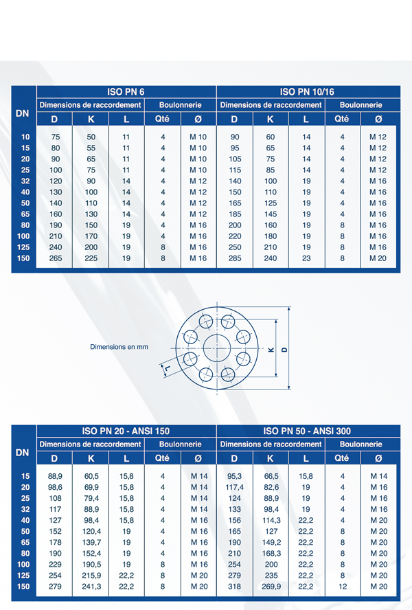BRIDES EN 1092-1 & ANSI B 16.5 Dimensions